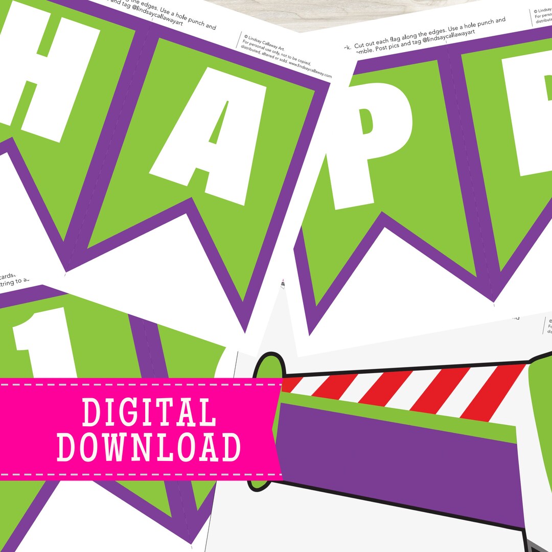Happy Birthday Buzz Banner - Green Version | Printable Banner | Instant ...