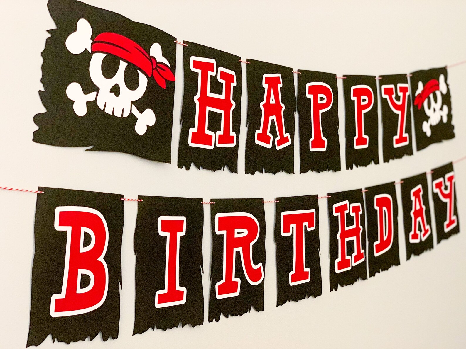Happy Birthday Pirate Banner Ahoy Matey Skull and - Etsy