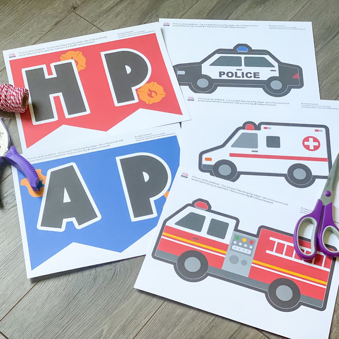 Rescue Vehicles Happy Birthday Printable Banner Instant - Etsy UK
