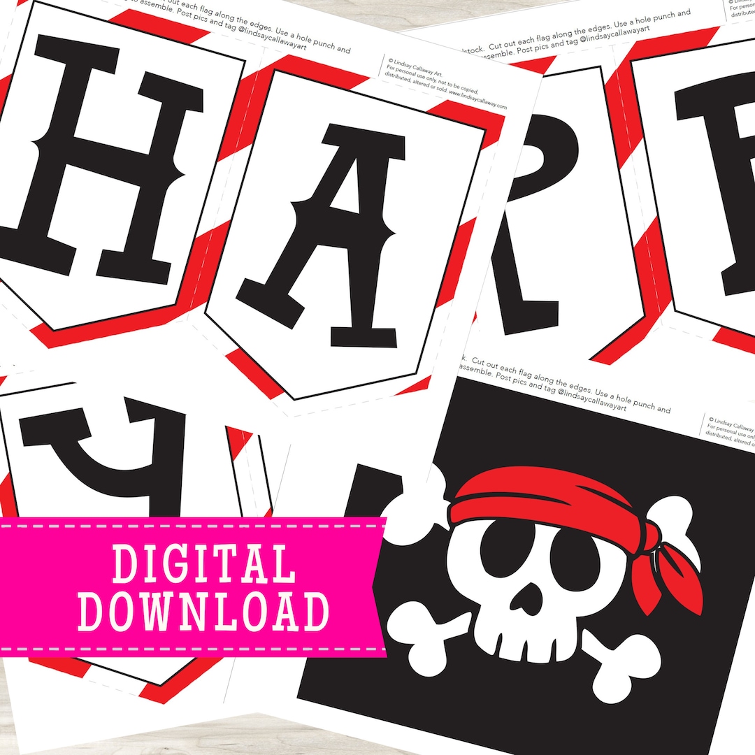 Happy Birthday Pirate Banner | Printable Banner | Instant Download ...
