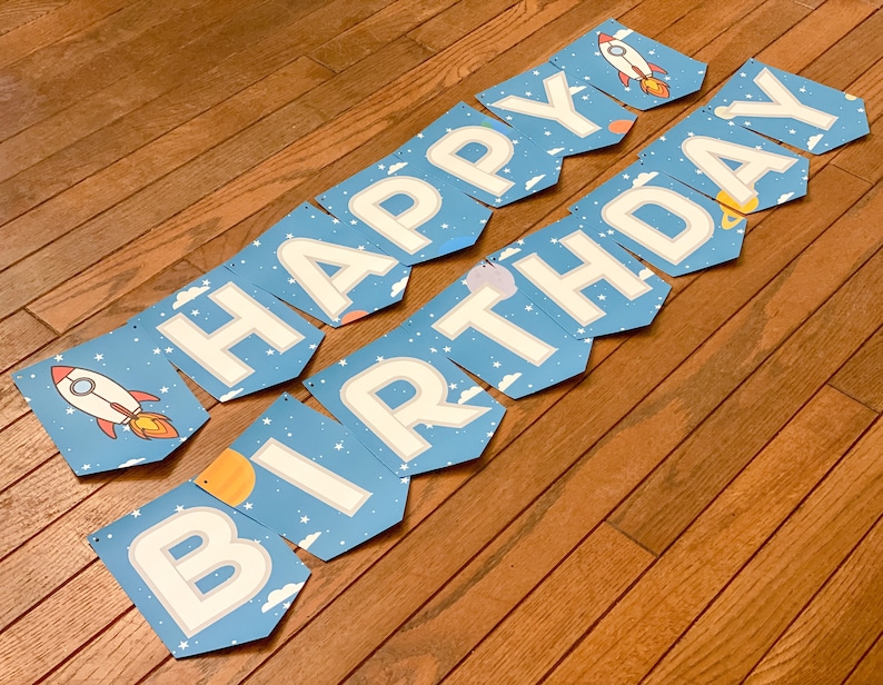 Outer Space Happy Birthday Printable Banner Instant Download - Etsy