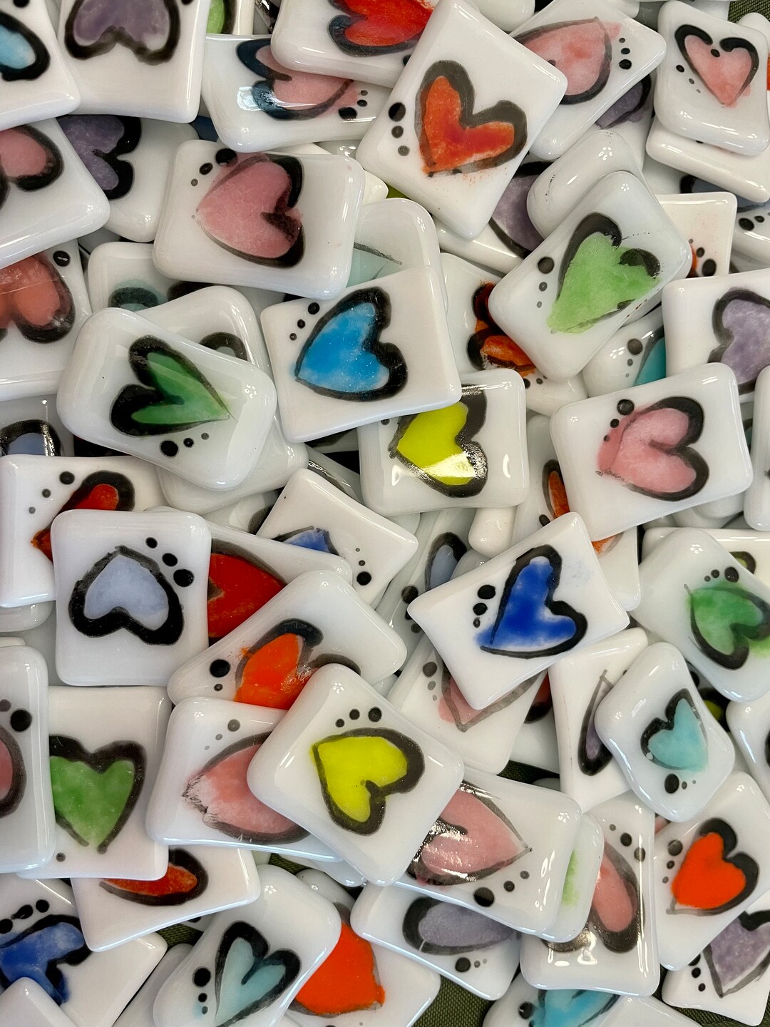 Pocket Heart Hugs to Share and Inspire! Fused Glass - Spread Joy Peace ...