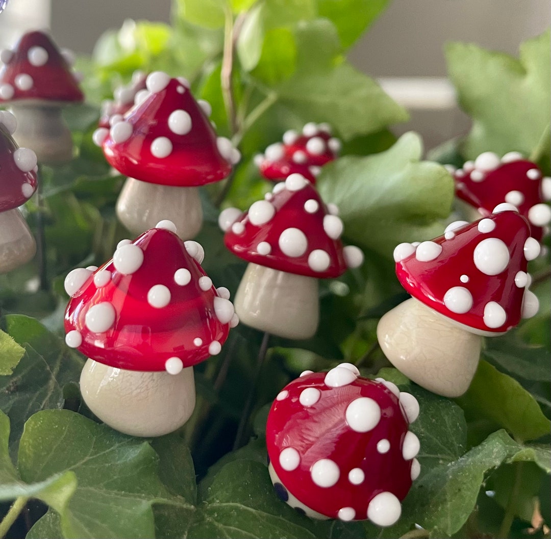 Glass Mushroom - Choice of Colors - Lampwork Glass Toadstool - Mini ...