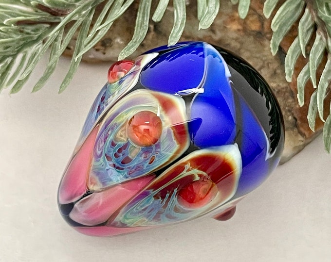 Glass EGG in Blue & Pink - Perfect Gift! 104 Coe Soft Lampwork Glass ...