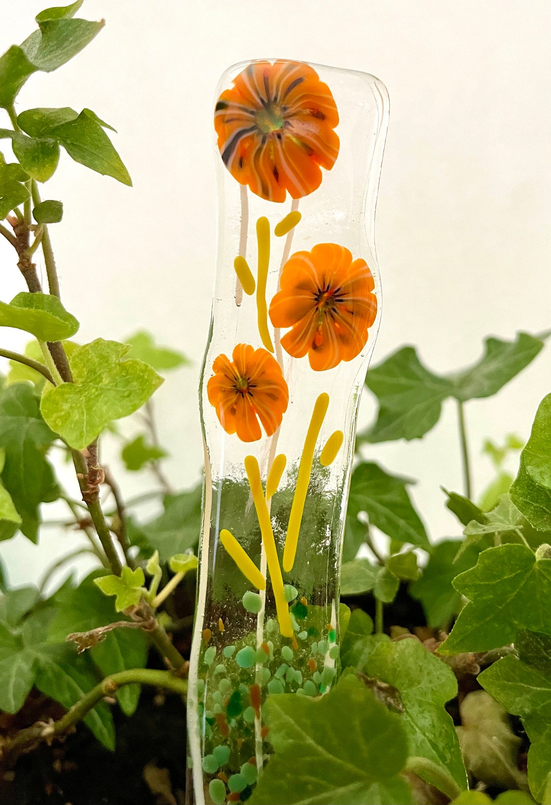 Plant Stake - Glass Flowers - Fused Glass Plant Marker- Indoor Garden ...