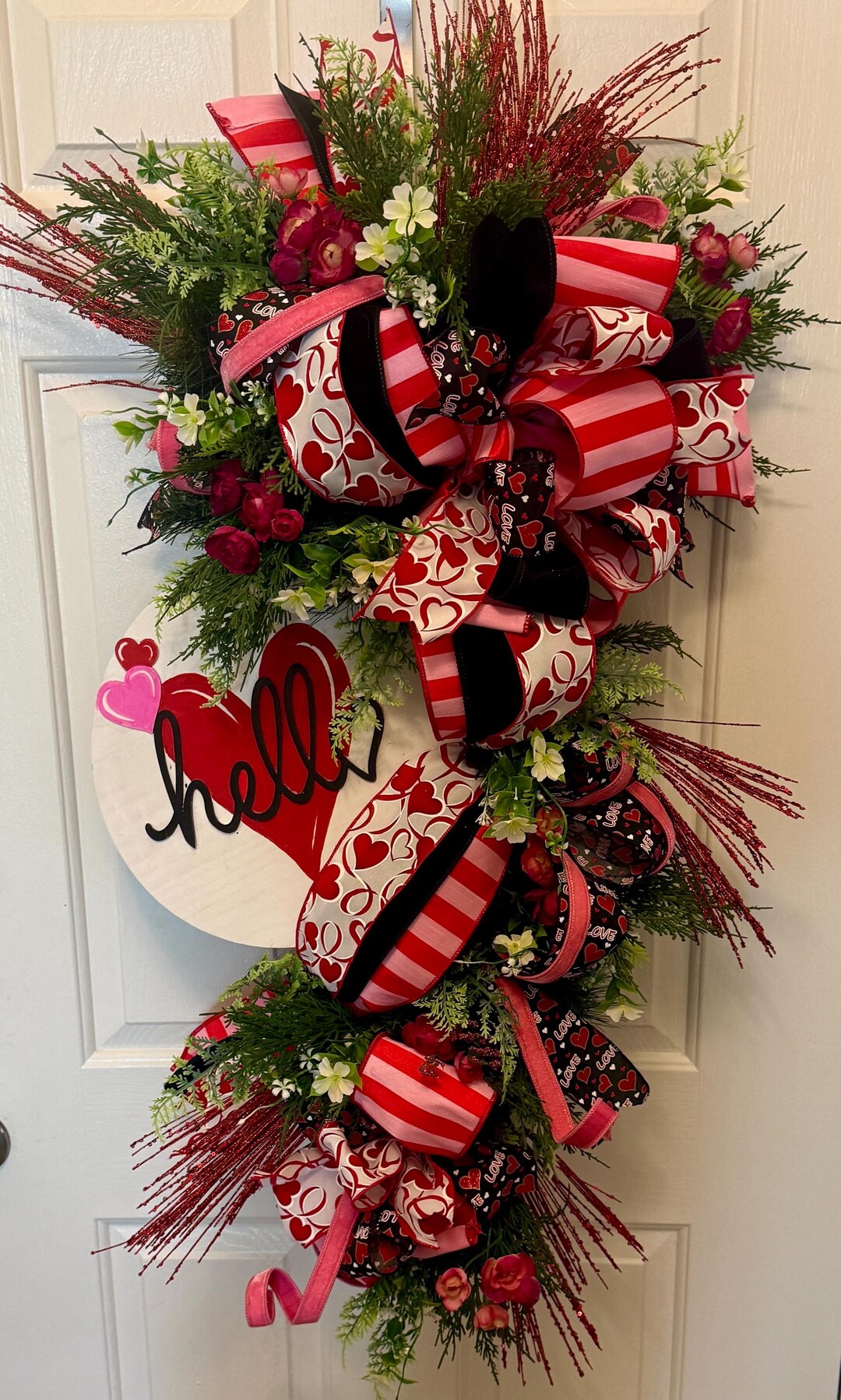 Valentine's Day Heart Swag for Front Door - Etsy