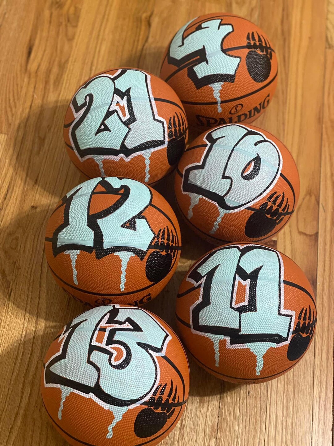 Hand-painted Graffiti Number Basketball, Personalized Team Gift ...
