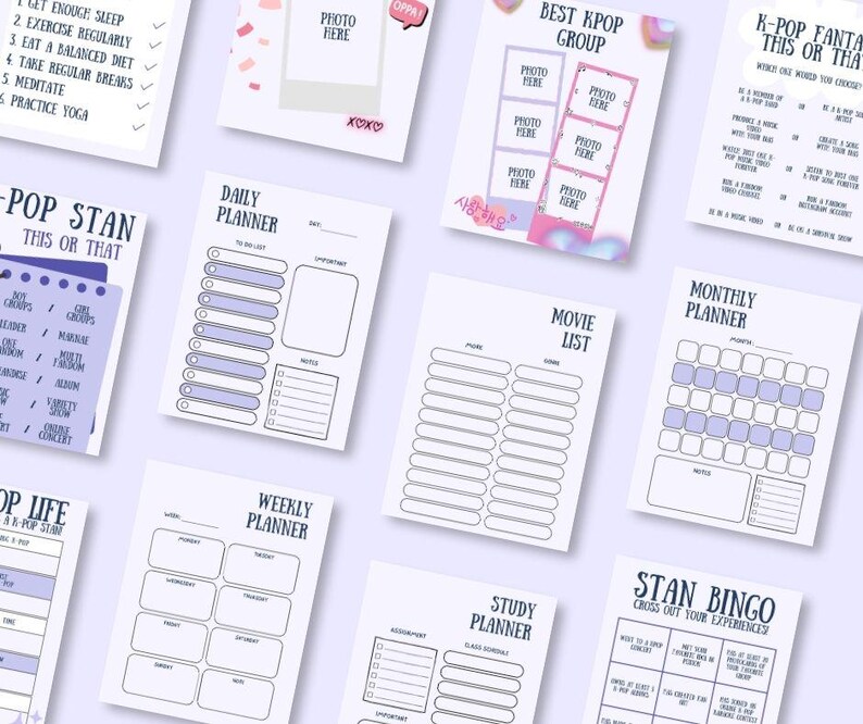 Kpop Planner Printable: Digital Stan Journal, Study & Travel Pages ...