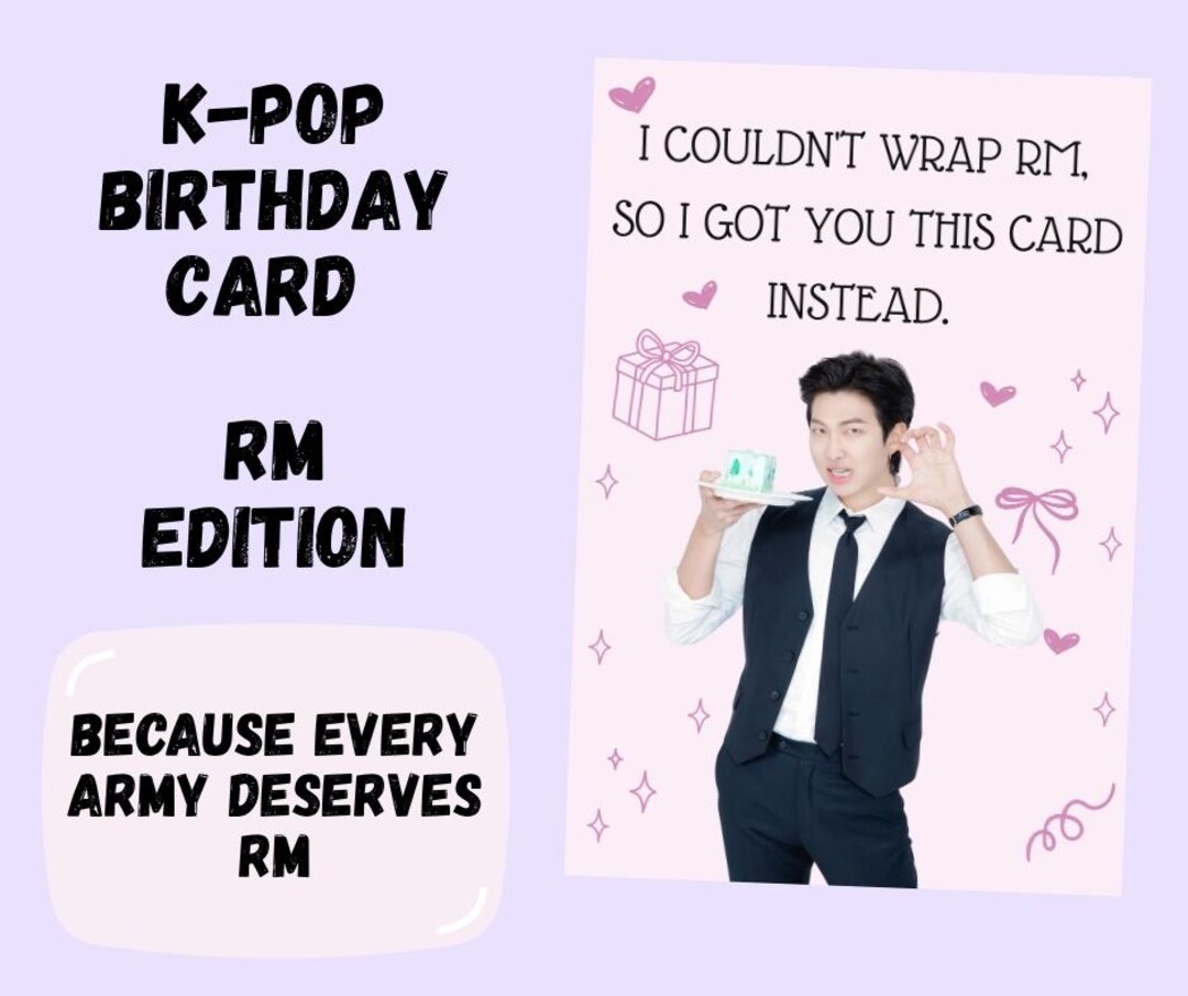Funny RM Birthday Card: K-pop Gift for ARMY (digital Download) - Etsy