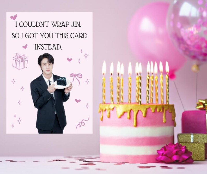 Funny Jin Birthday Card for ARMY - K-pop Printable (digital Download ...
