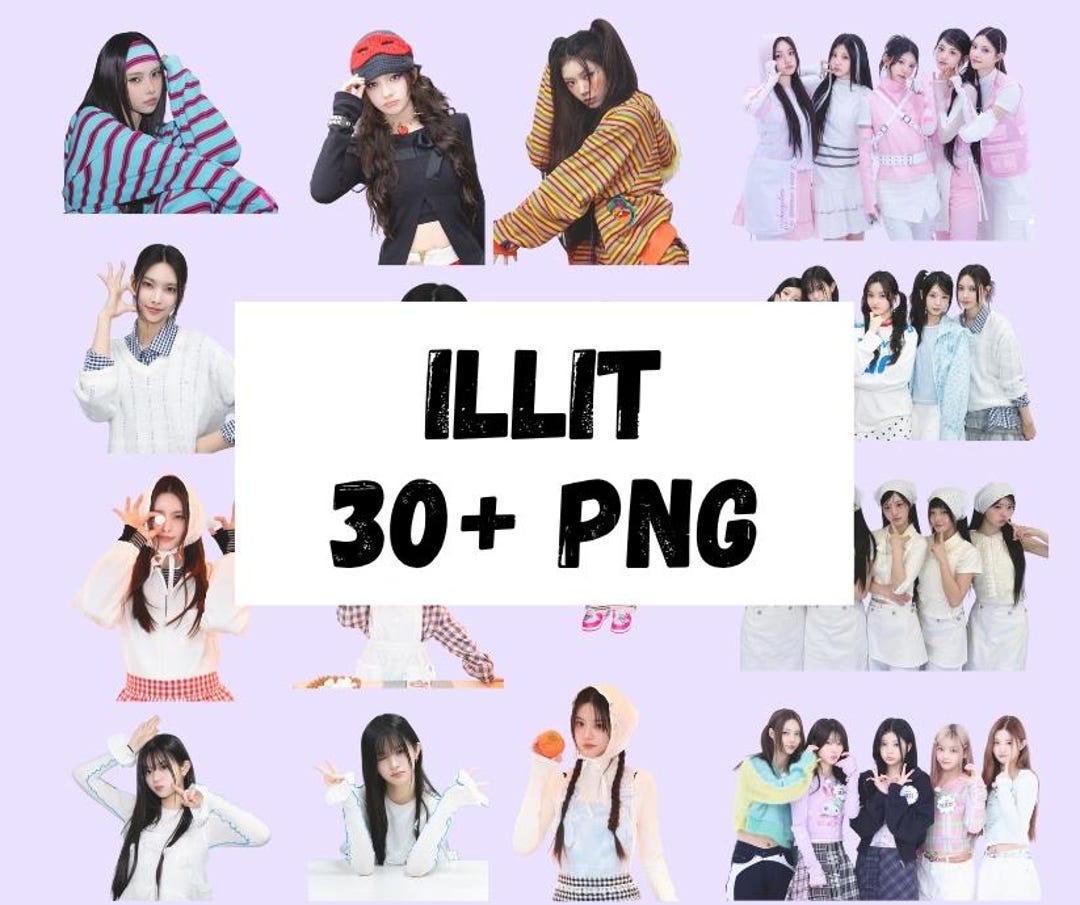 ILLIT PNG Bundle | 30+ Transparent PNG Sheets | K-pop Sticker Pack ...