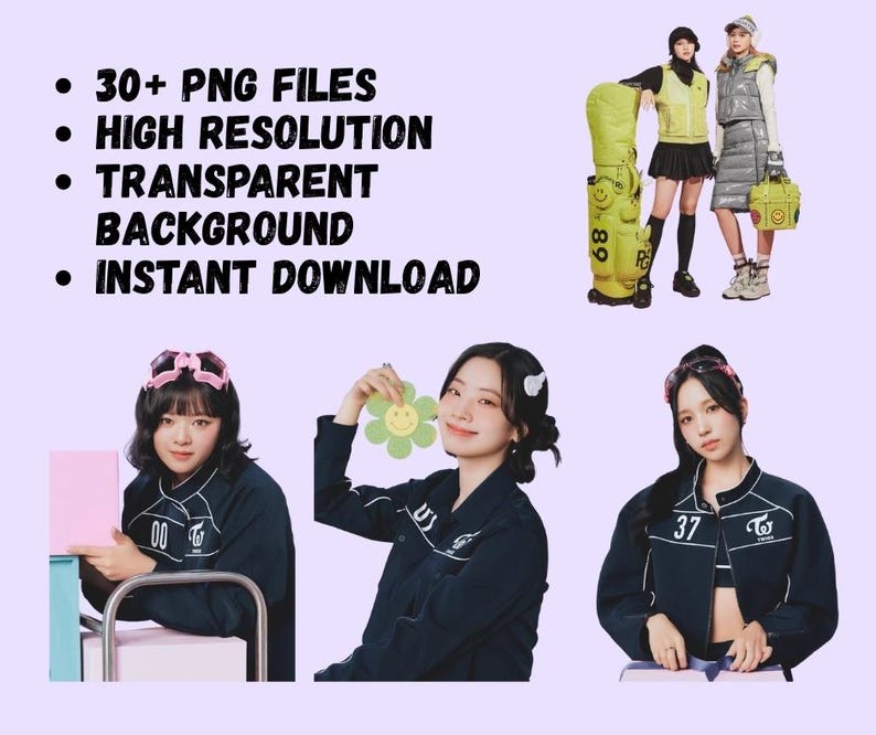 TWICE PNG Bundle | 30+ Transparent PNG Sheets | K-pop Sticker Pack ...