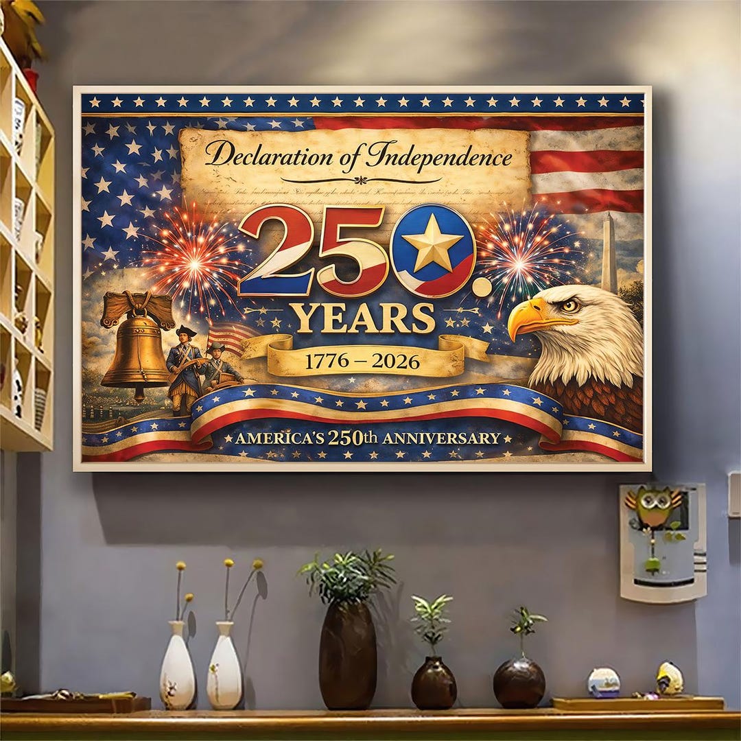 America 250th Anniversary Poster Canvas Declaration of Independence ...