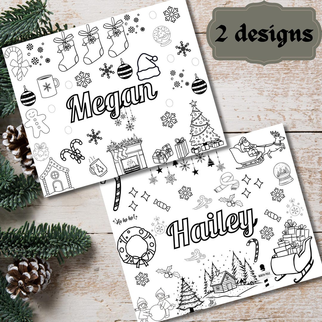 Editable Christmas Name Coloring Pages for Kids | 2 Designs ...