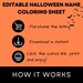 EDITABLE Halloween Name Coloring Page | Personalized Kids Printable ...