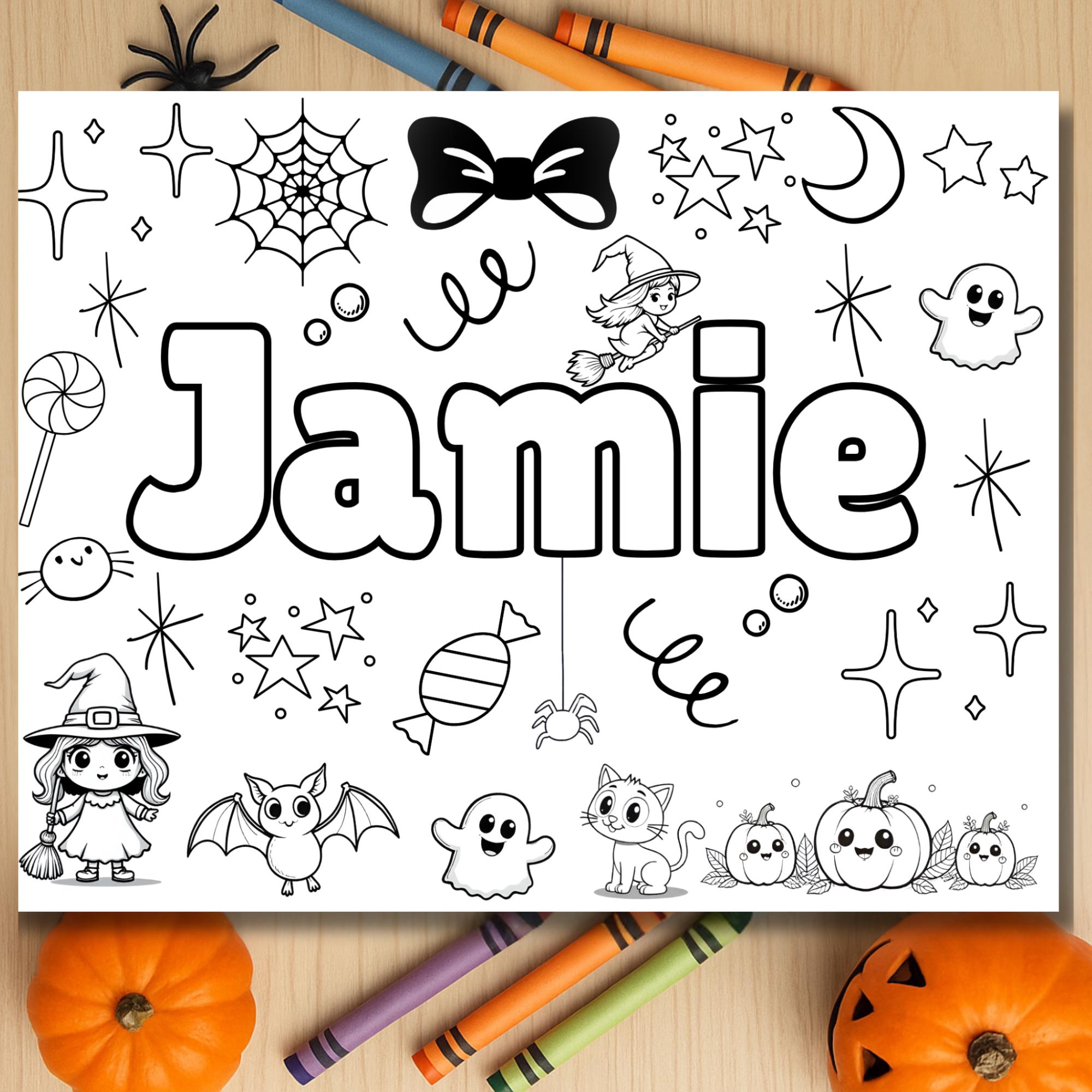 EDITABLE Halloween Name Coloring Page | Personalized Kids Printable ...