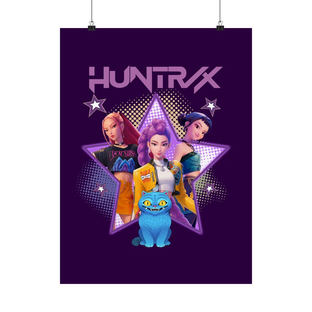 Huntrix K-pop Poster: Anime Girl Group Art, Deep Purple Decor - Etsy UK