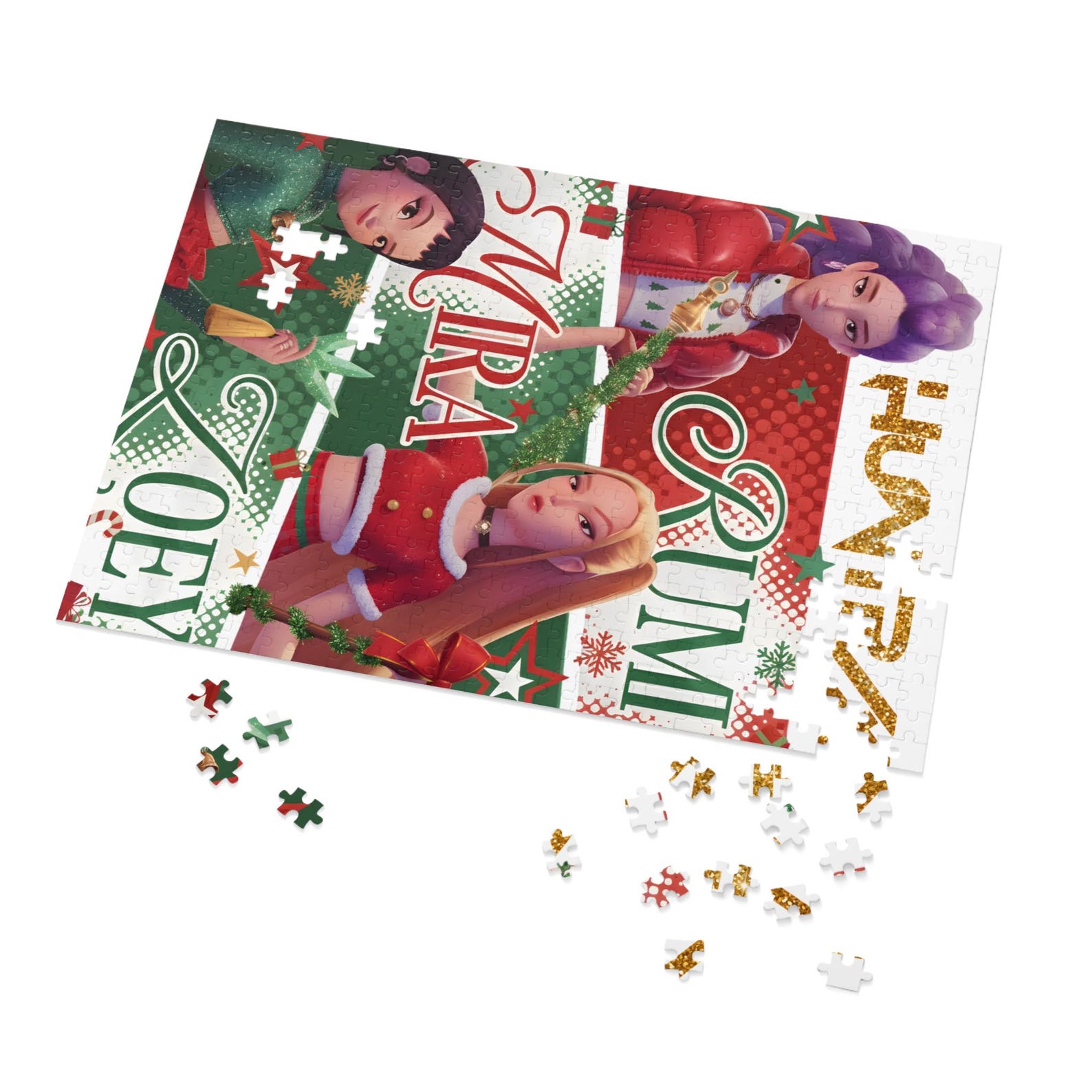 K-pop Demon Hunters Huntrix Holiday Puzzle, Christmas Edition. Custom ...