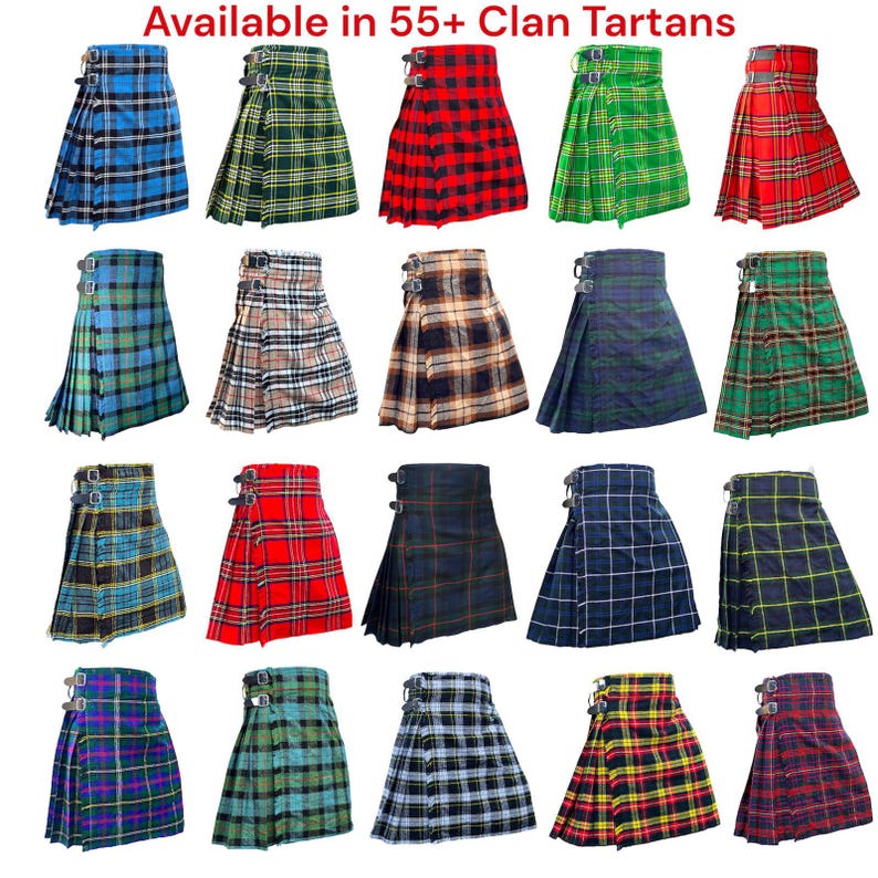 Men’s Traditional Scottish Tartan Kilt Choose Over 55 Authentic Clan ...