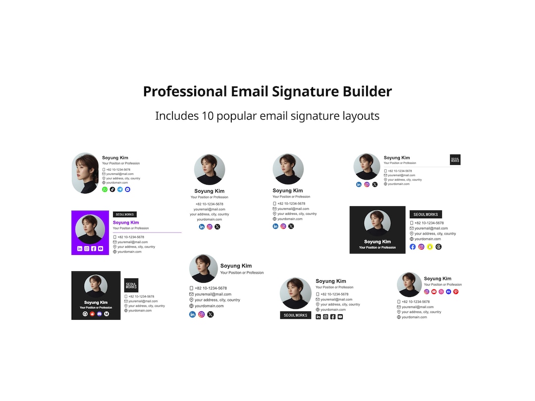 Professional Email Signature Builder – HTML Generator With 10 Editable ...