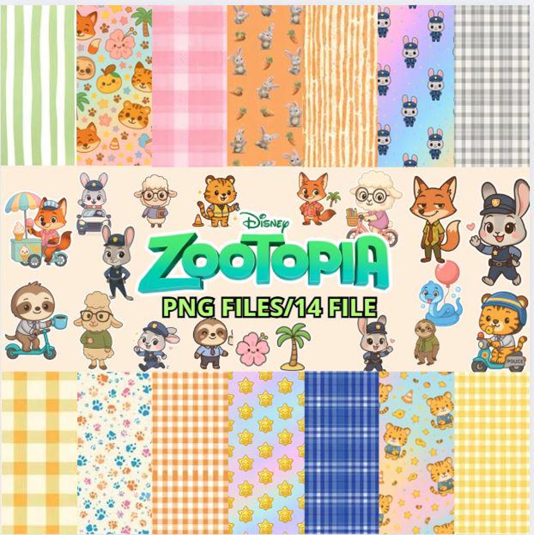 Zootopia or Zoptopia, Digital Paper and Clipart. - Etsy