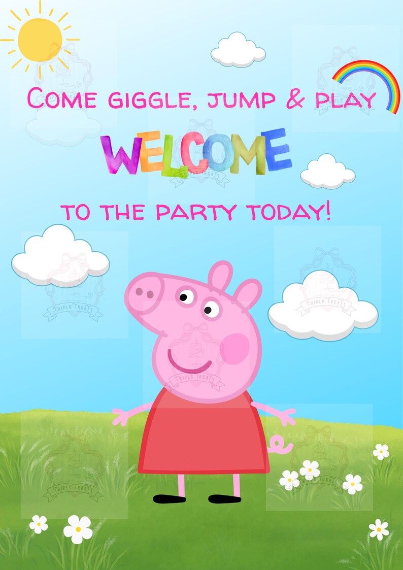 Peppa Pig Birthday Welcome Poster: Editable Party Decor (digital ...