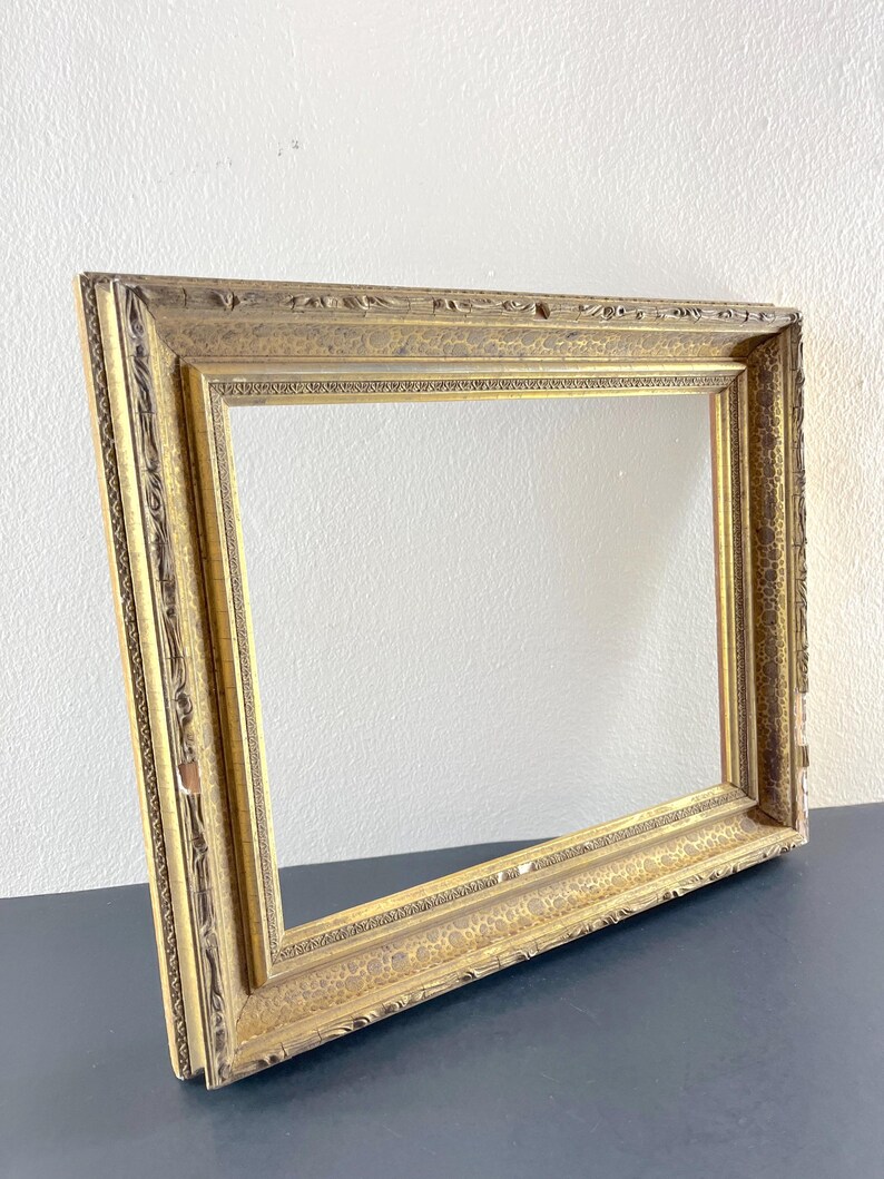 Antique Gold Ornate Gesso Gilt Decorative Frame With Glass Pane Insert ...