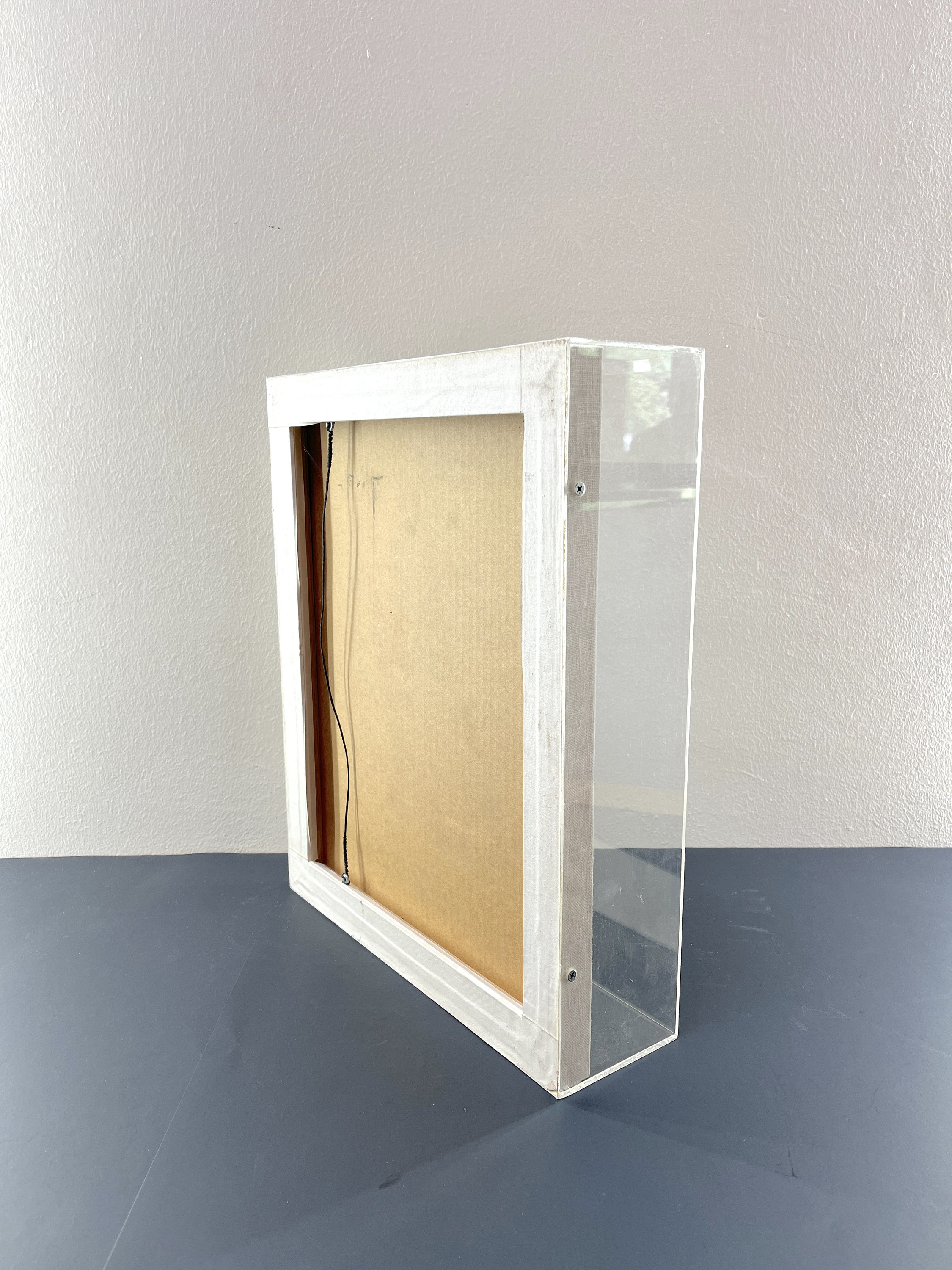 Vintage Acrylic Shadow Box With Linen Backing Hanging Hardware With ...