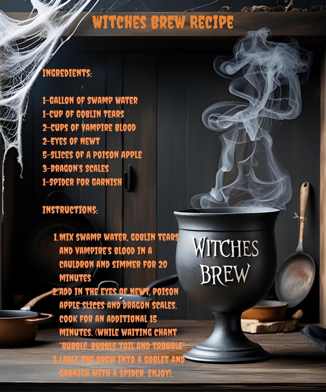 Witches Brew Recipe-halloween - Etsy