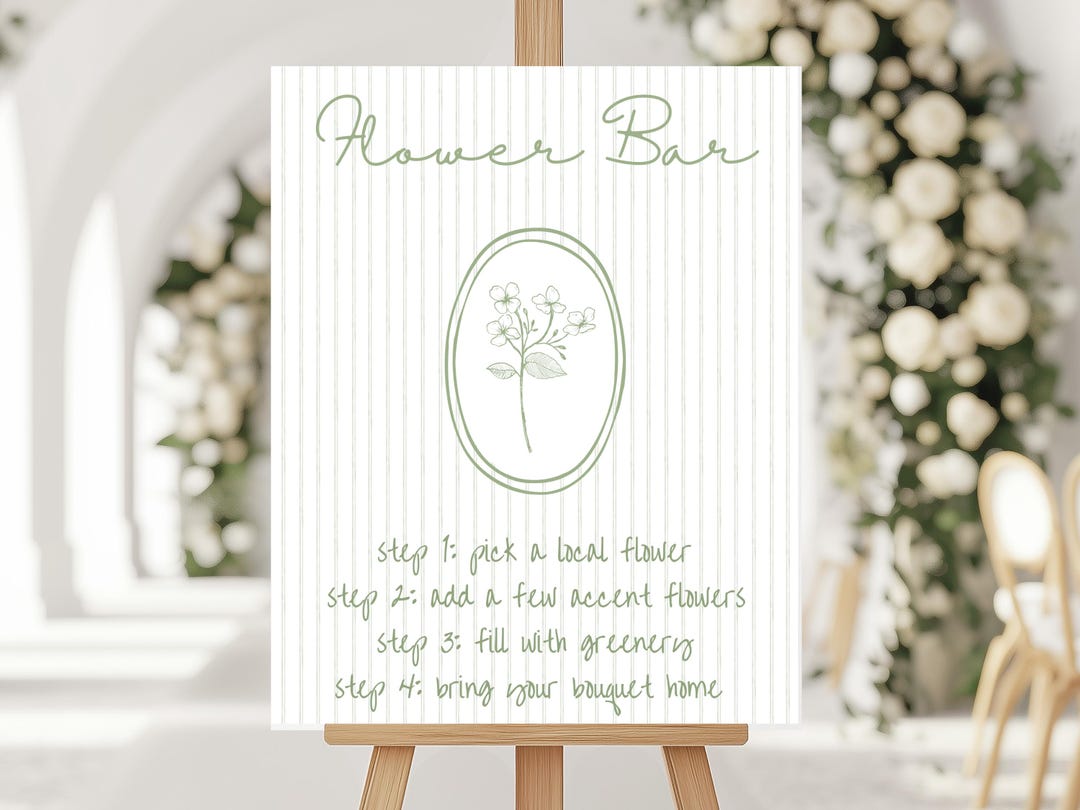 Flower Bar Sign, Wildflower Bouquet Bar Print Template, Floral Bridal ...