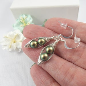 Two Peas in A Pod Silver Earrings You Choose the Color. - Etsy