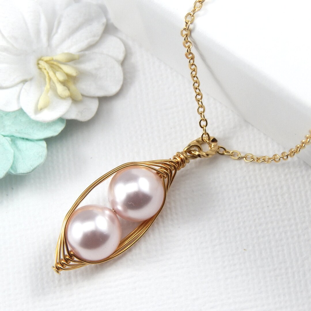 2 Peas in A Pod Necklace,pea Pod Necklace,pink Peas in A Pod Necklace ...