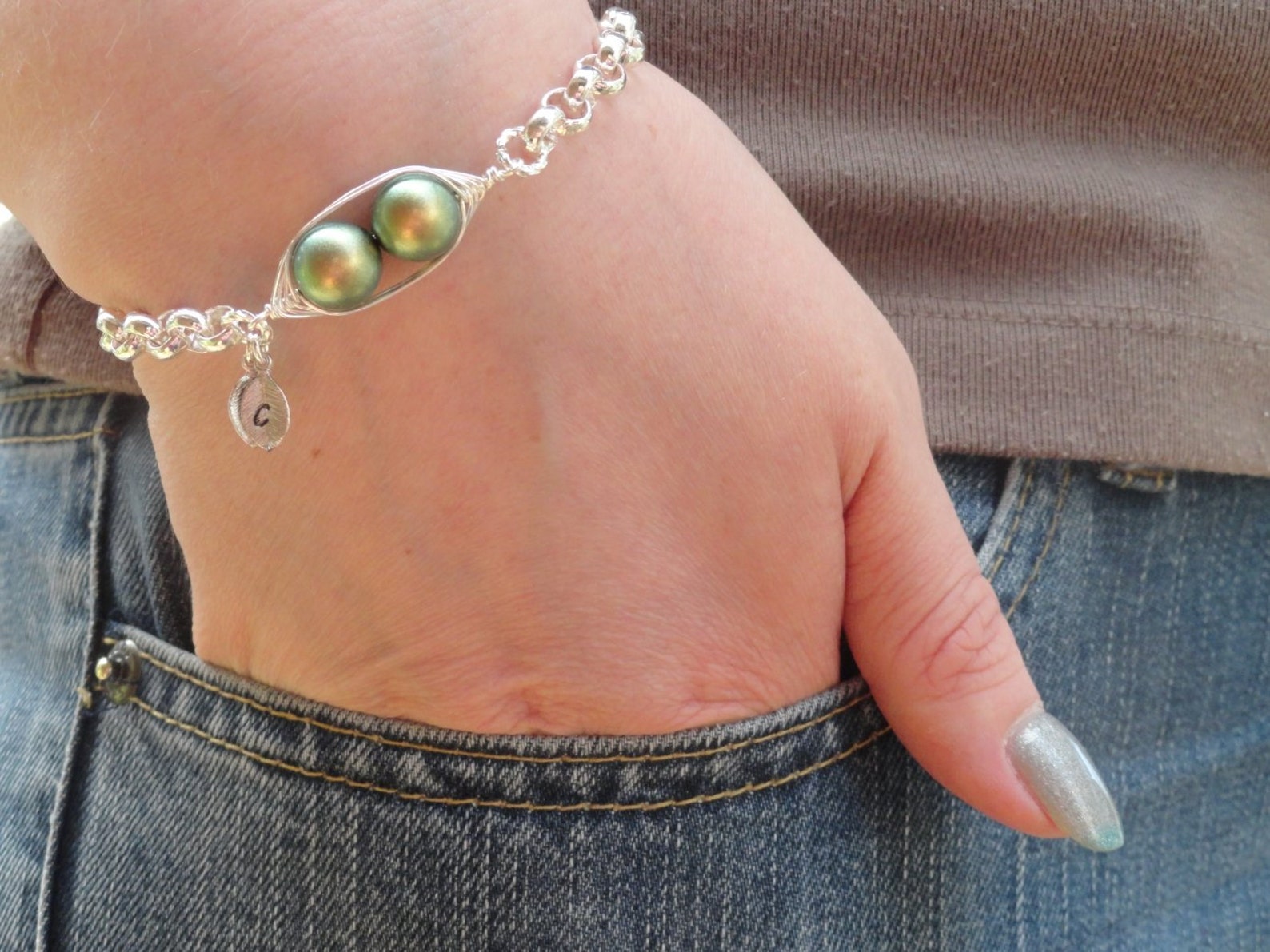 Peapod Bracelettwo Peas in A Pod Silver Braceletchoose up to - Etsy