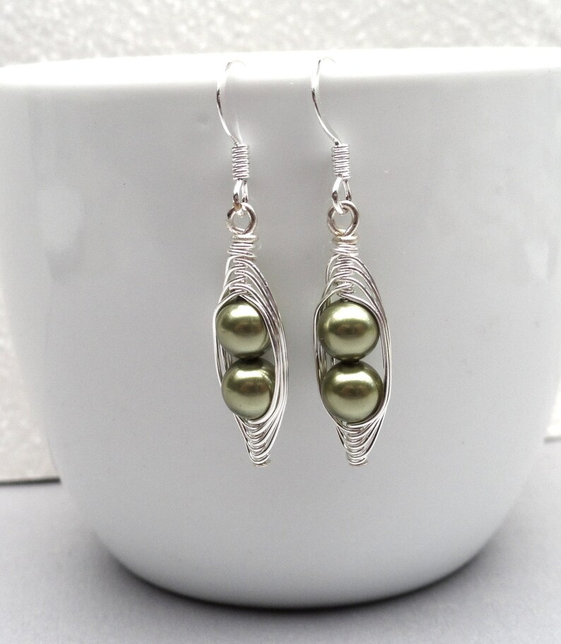 Two Peas in A Pod Silver Earrings You Choose the Color. | Etsy