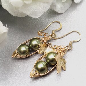 Two Peas In A Pod EarringsPeas in a pod Earringsgold pea pod | Etsy