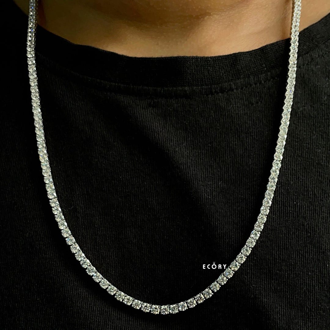 14.80 TCW Round Cut Lab Diamond Classic Tennis Necklace / DE-VVS ...
