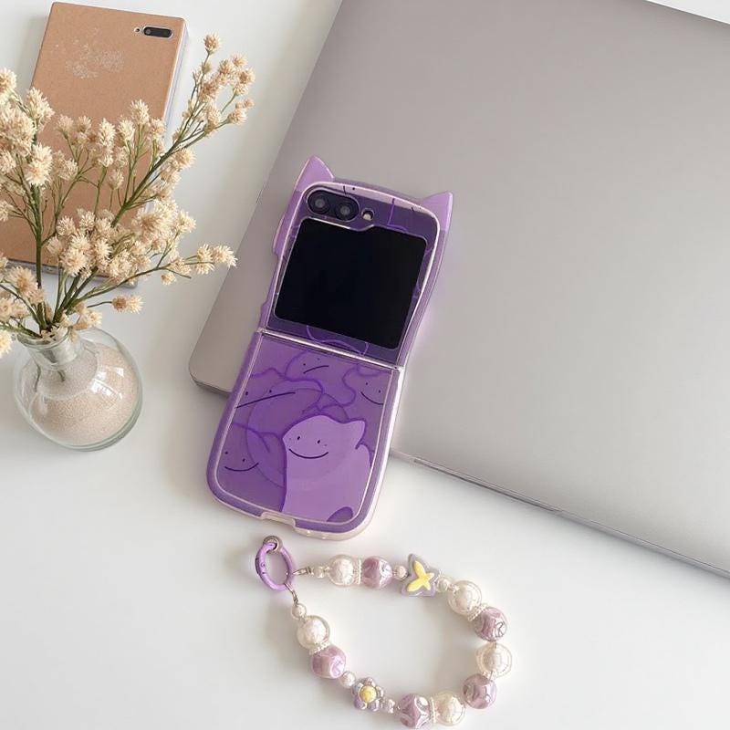 Purple Cat Ears Phone Case for Samsung Galaxy Z Flip 6 5 4 3 | Cute ...