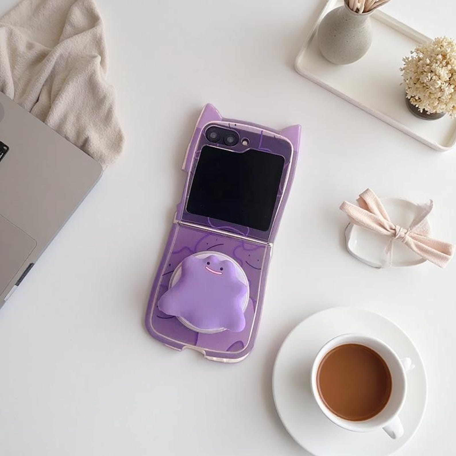 Purple Cat Ears Phone Case for Samsung Galaxy Z Flip 6 5 4 3 | Cute ...