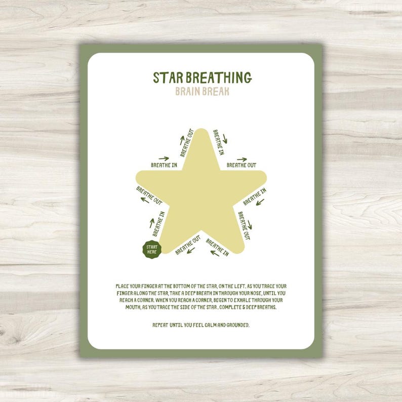 Breathing Techniques Printables: Star & Rainbow Calming Strategies ...