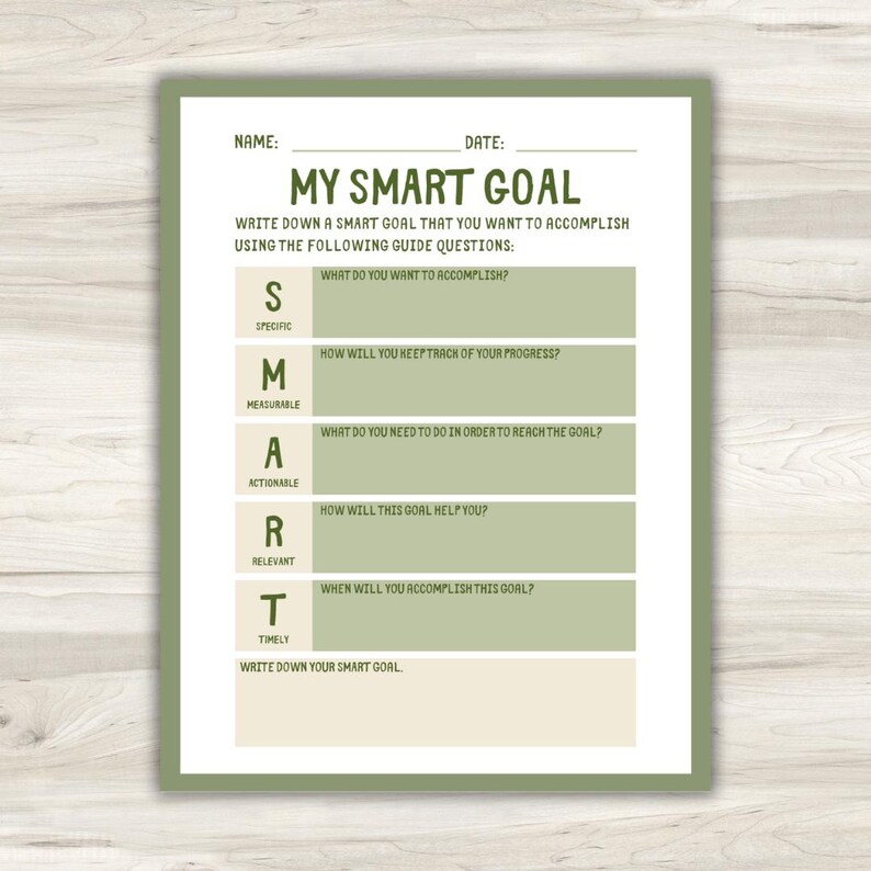 Kids SMART Goal Worksheet: Social-emotional Learning Activity (digital ...