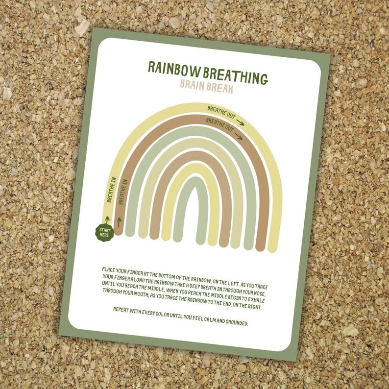 Rainbow Breathing Exercise Printable: Calming Tool for Kids (digital ...