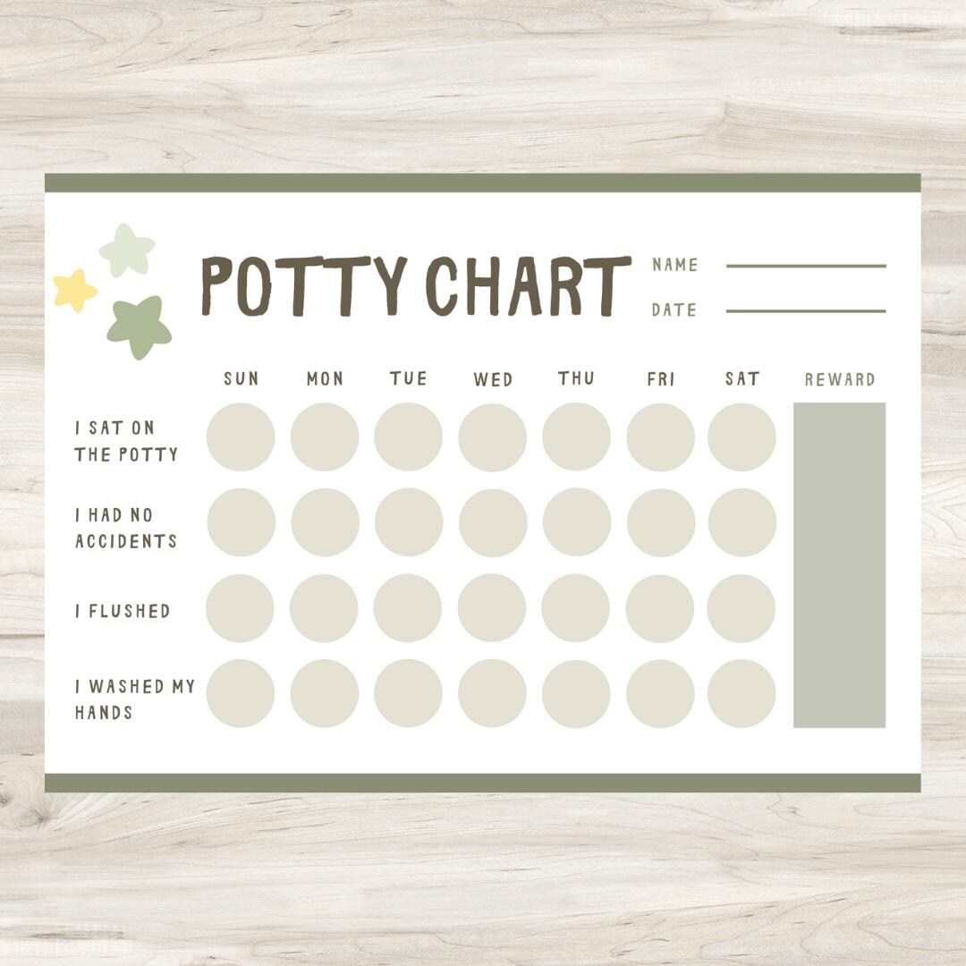 Printable Potty Training Chart for Toddlers: Reward Tracker (PDF ...