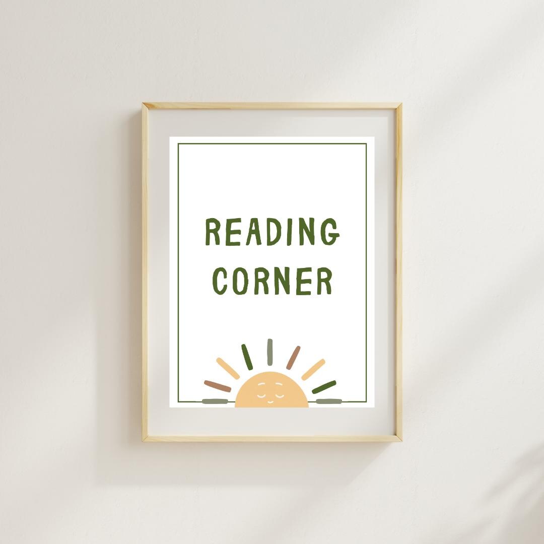 Reading Corner Printable Wall Art for Kids, Boho Library Room Decor ...