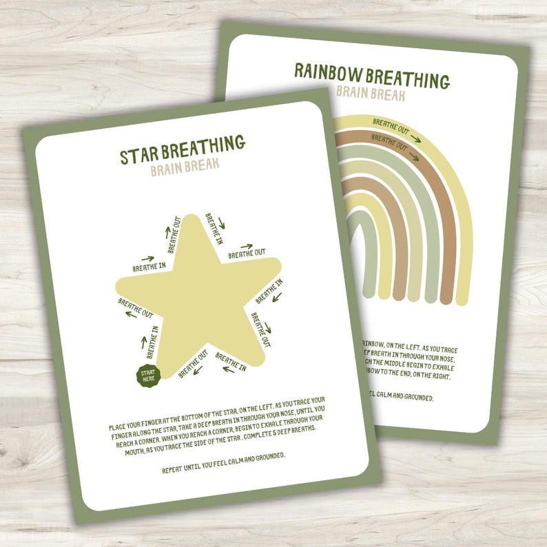 Breathing Techniques Printables: Star & Rainbow Calming Strategies ...