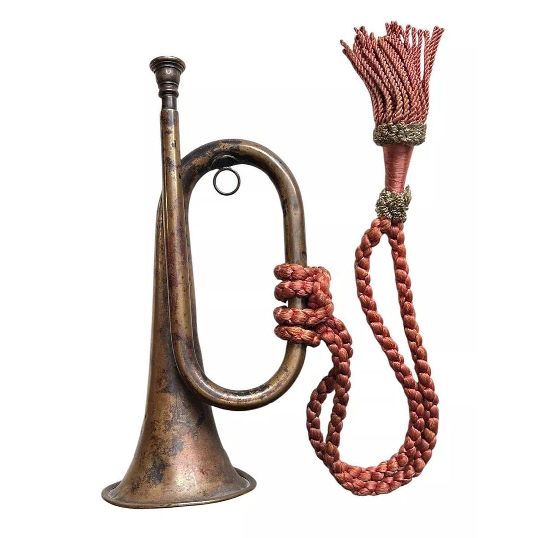 Antique Military Brass Trumpet Bugle Horn With Rope Tassel - Etsy