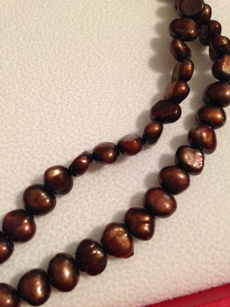 Chocolate Brown Baroque Double Strand Freshwater Pearl .925 - Etsy