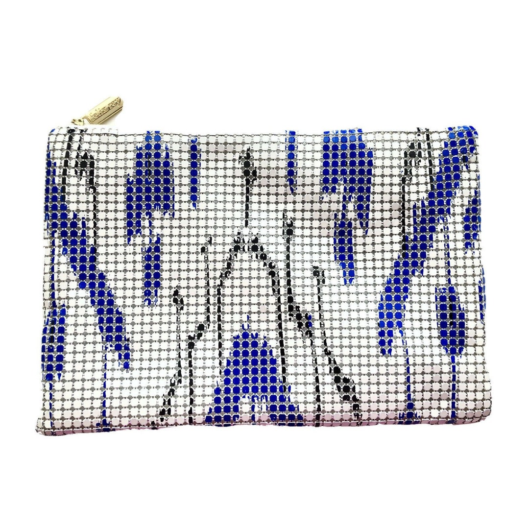 Felix Rey New York Mesh Clutch Purse Art Deco Design Blue & White ...