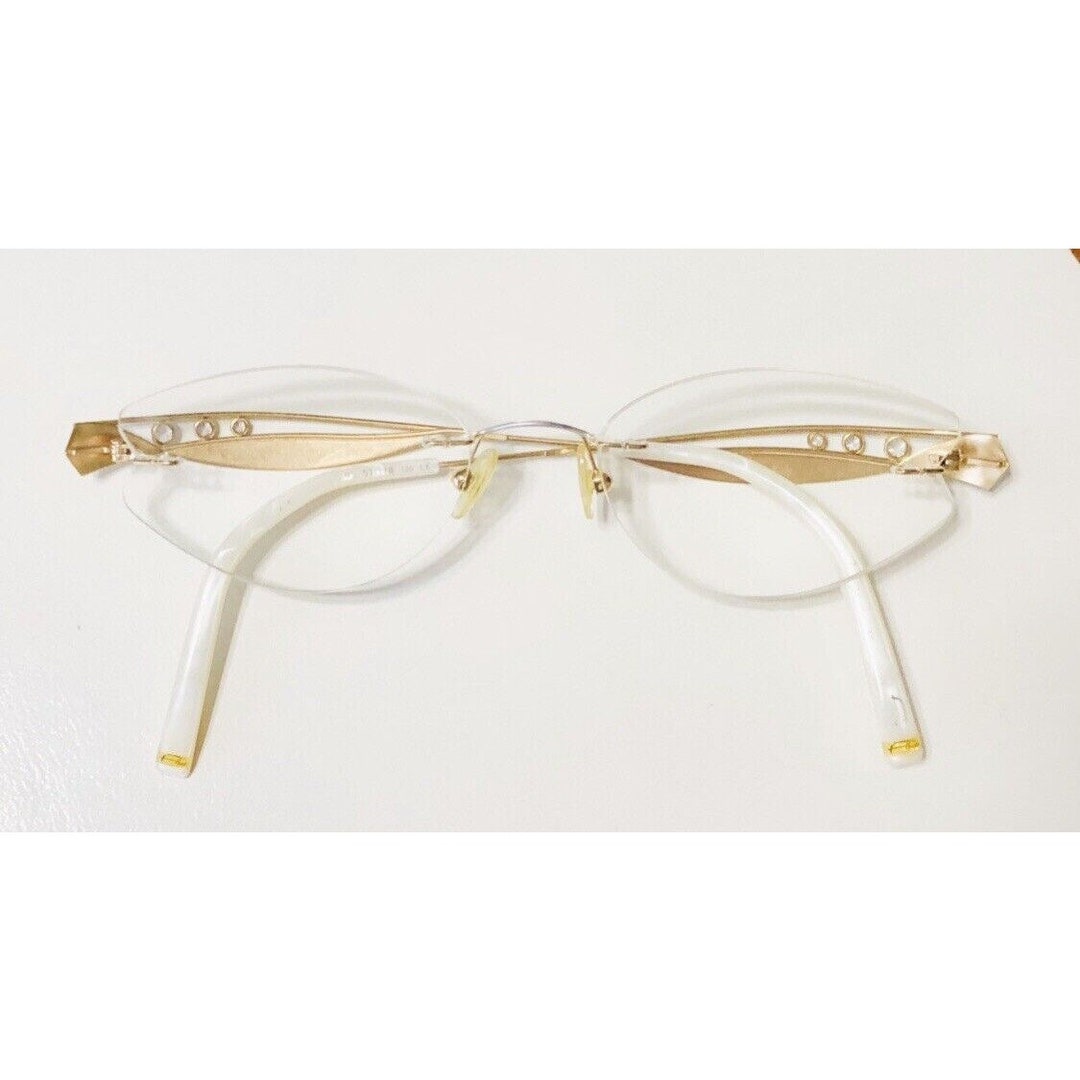 FLAIR Gold METALLIC Eyeglasses Frames Glasses W/crystals Germany ...