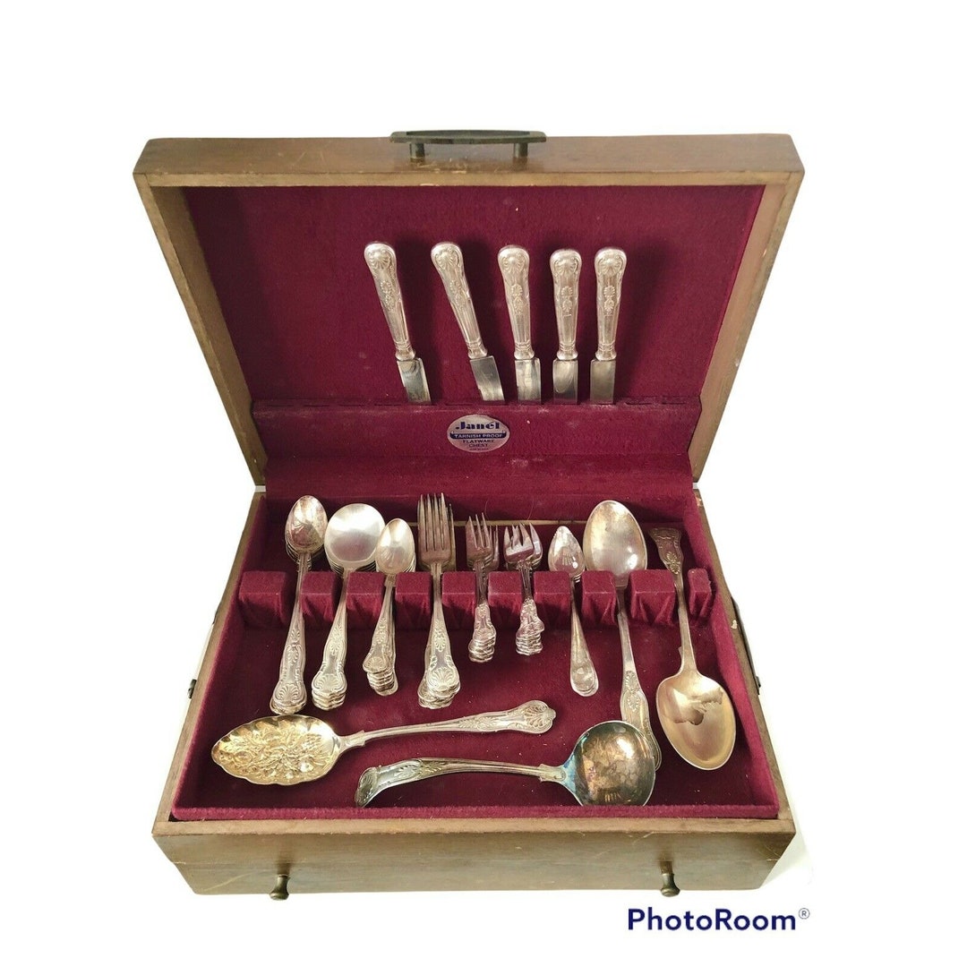 Kings Ewart Perkins SHEFFIELD 48 PC Cutlery EPNS A1 Forks Spoons Knives ...