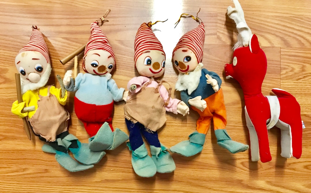Vintage Large Felt Japan Elf Elves Rudolph Doll Christmas Tree Ornament ...